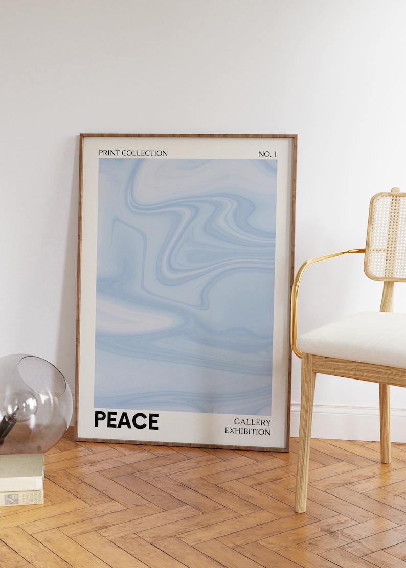 Light Blue Poster, Peace Poster, Digital Print, Room Decor Aesthetic ...