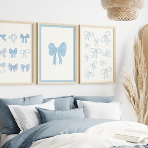 Blue Poster Set of 3 Bow Print Blue Coquette Room Decor Aesthetic Dorm ...