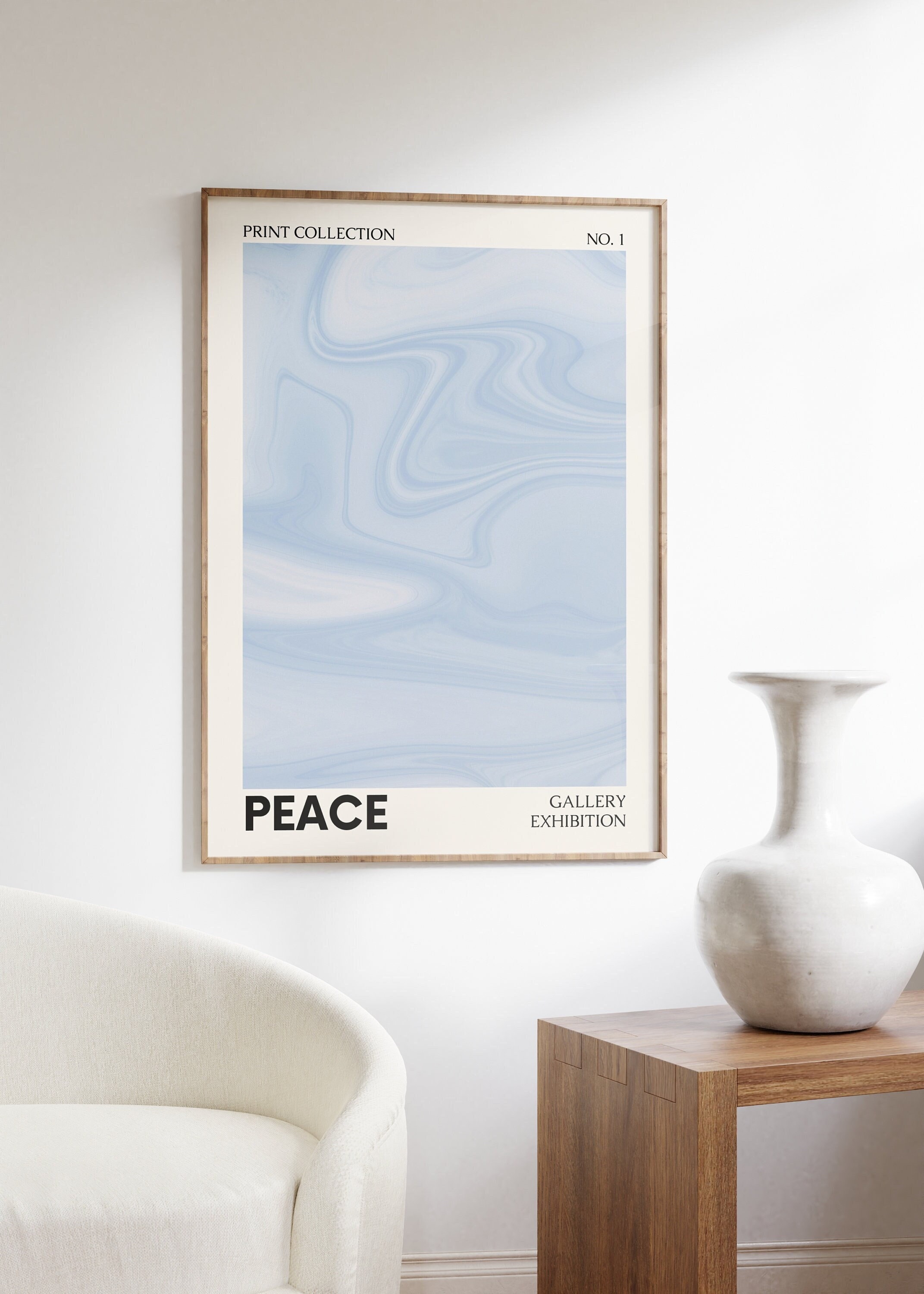 Light Blue Poster, Peace Poster, Digital Print, Room Decor Aesthetic ...