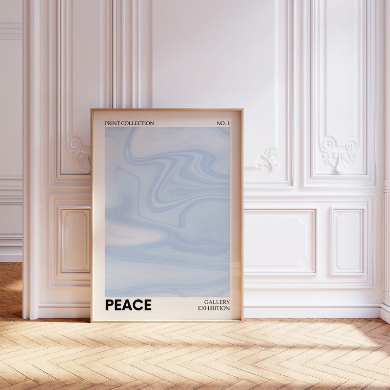 Light Blue Poster, Peace Poster, Digital Print, Room Decor Aesthetic ...