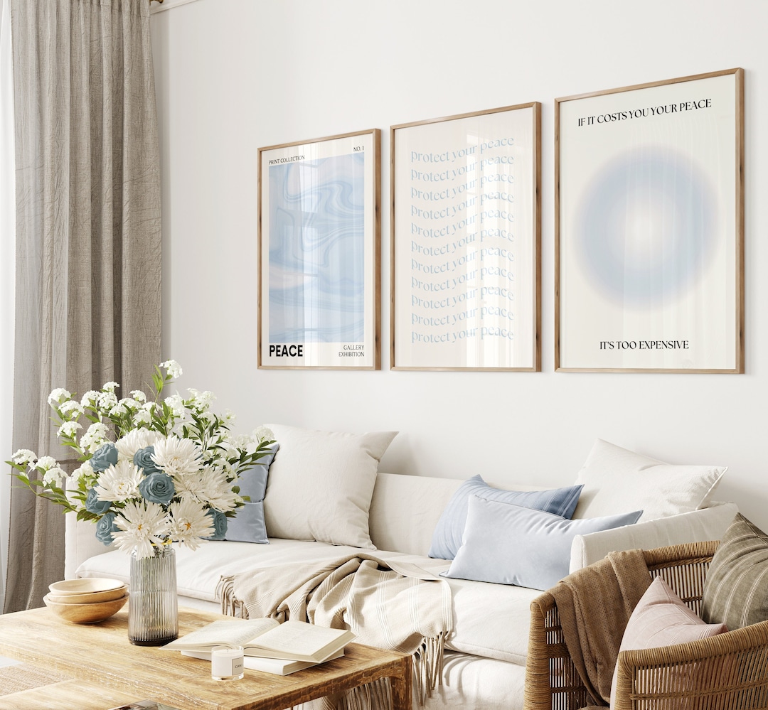 Blue Poster Set of 3, Digital Download Set of 3, Light Blue Posters ...