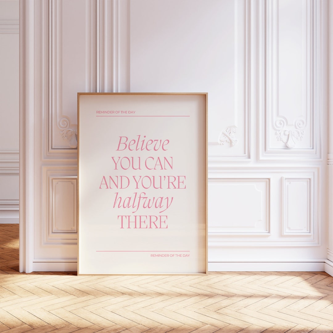 Pink Motivational Poster Minimalist Positive Quote Art Print Saying ...