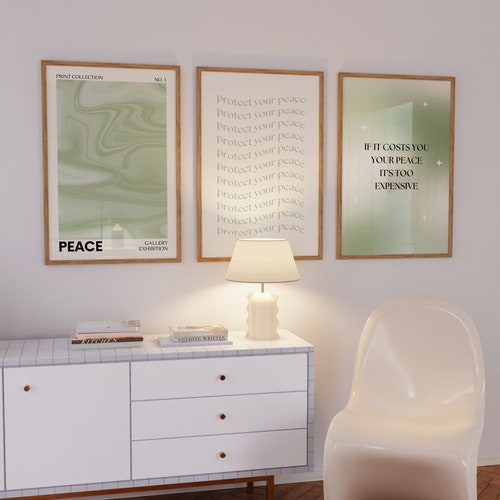 Green Poster Set of 3 Sage Green Wall Art Aesthetic Posters - Etsy