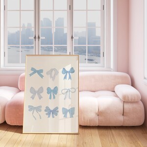 Blue Poster Set of 3 Bow Print Blue Coquette Room Decor Aesthetic Dorm ...