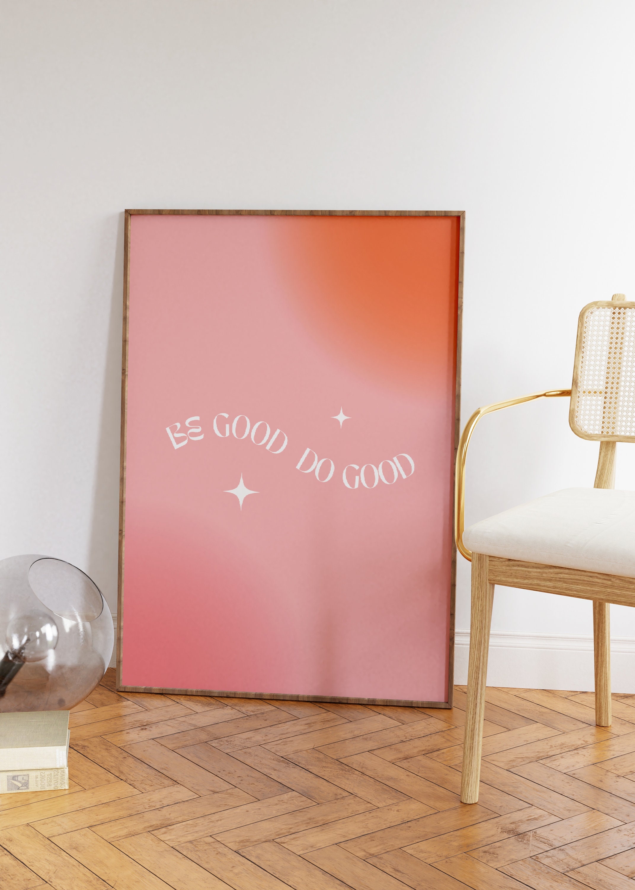 Pink Positive Poster, Minimalist Quote Wall Art, Retro Quote Gradient ...