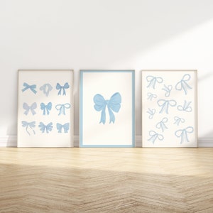 Blue Poster Set of 3 Bow Print Blue Coquette Room Decor Aesthetic Dorm ...