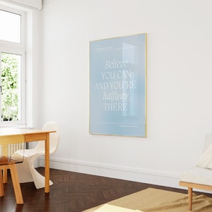 Light Blue Wall Art Aesthetic Room Decor Blue, Motivational Quote ...