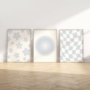 Light Blue Poster Set of 3, Minimalist Room Decor Aesthetic Sky Blue ...