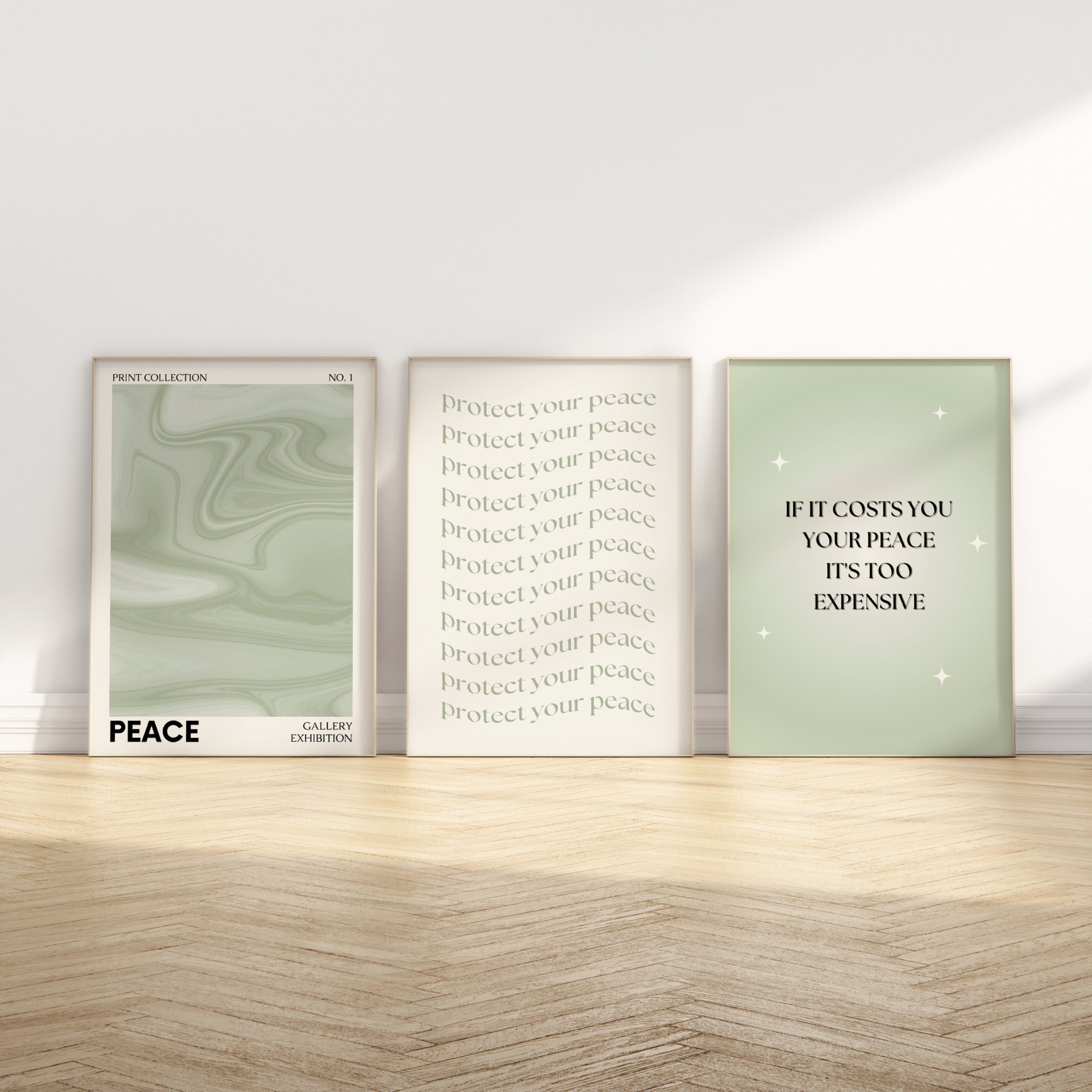 Green Poster Set of 3, Sage Green Wall Art, Aesthetic Posters, Retro ...