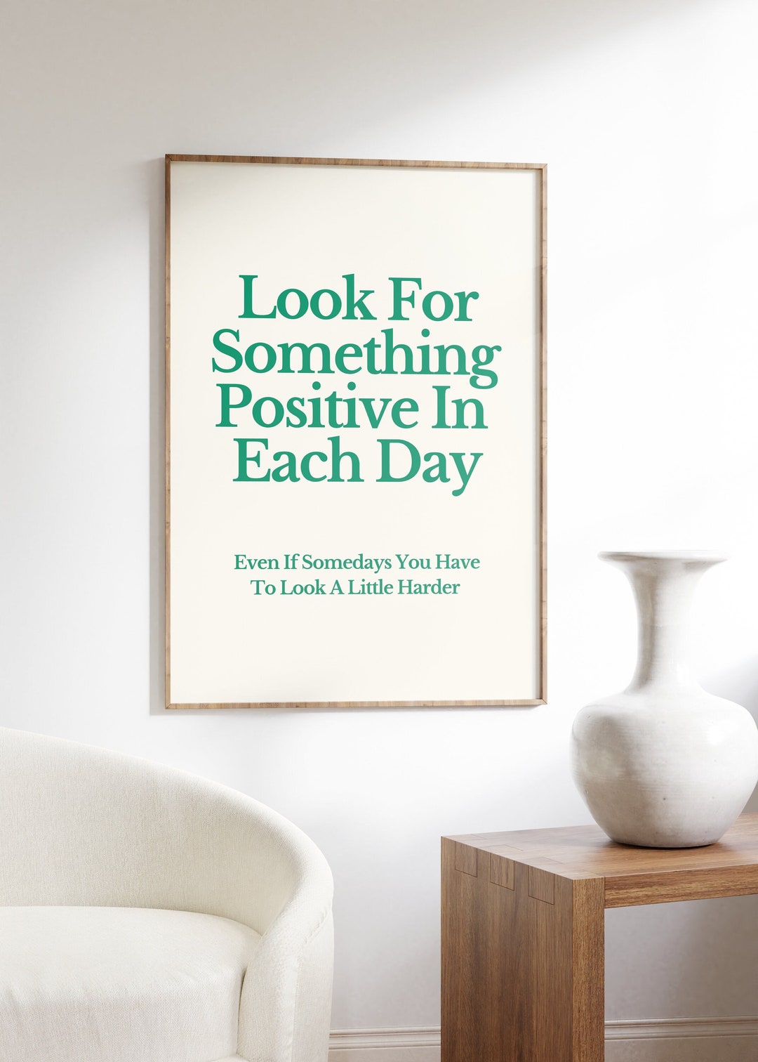 Green Wall Art Minimalist Positive Quote Poster Retro - Etsy