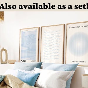 Light Blue Poster, Peace Poster, Digital Print, Room Decor Aesthetic ...