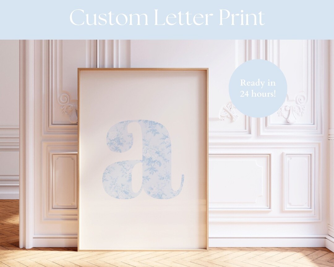 Custom Letter Print Monogram Digital Print Personalized Name Print Dorm ...