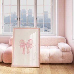 Pink Wall Art Set of 3 Bow Art Print Coquette Room Decor Aesthetic ...