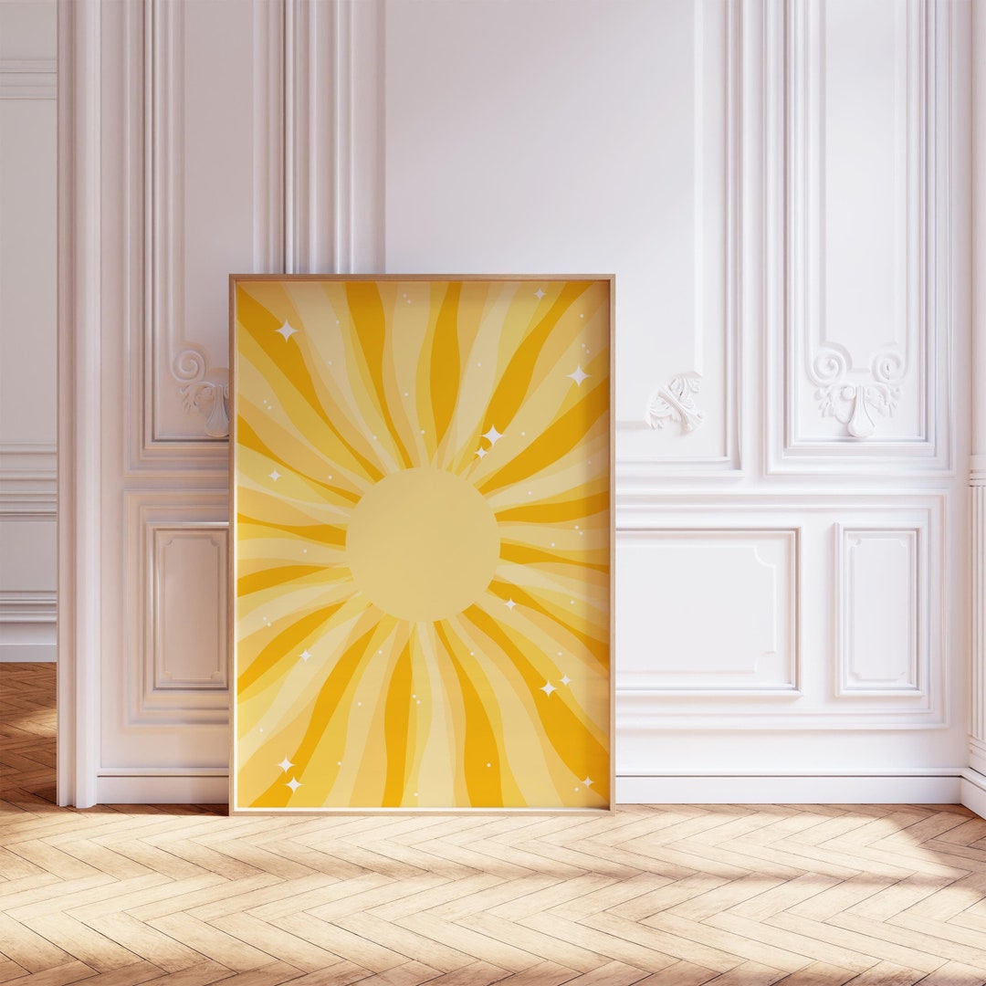 Yellow Wall Art, Retro Poster Yellow, Bright Art Print, Summer ...