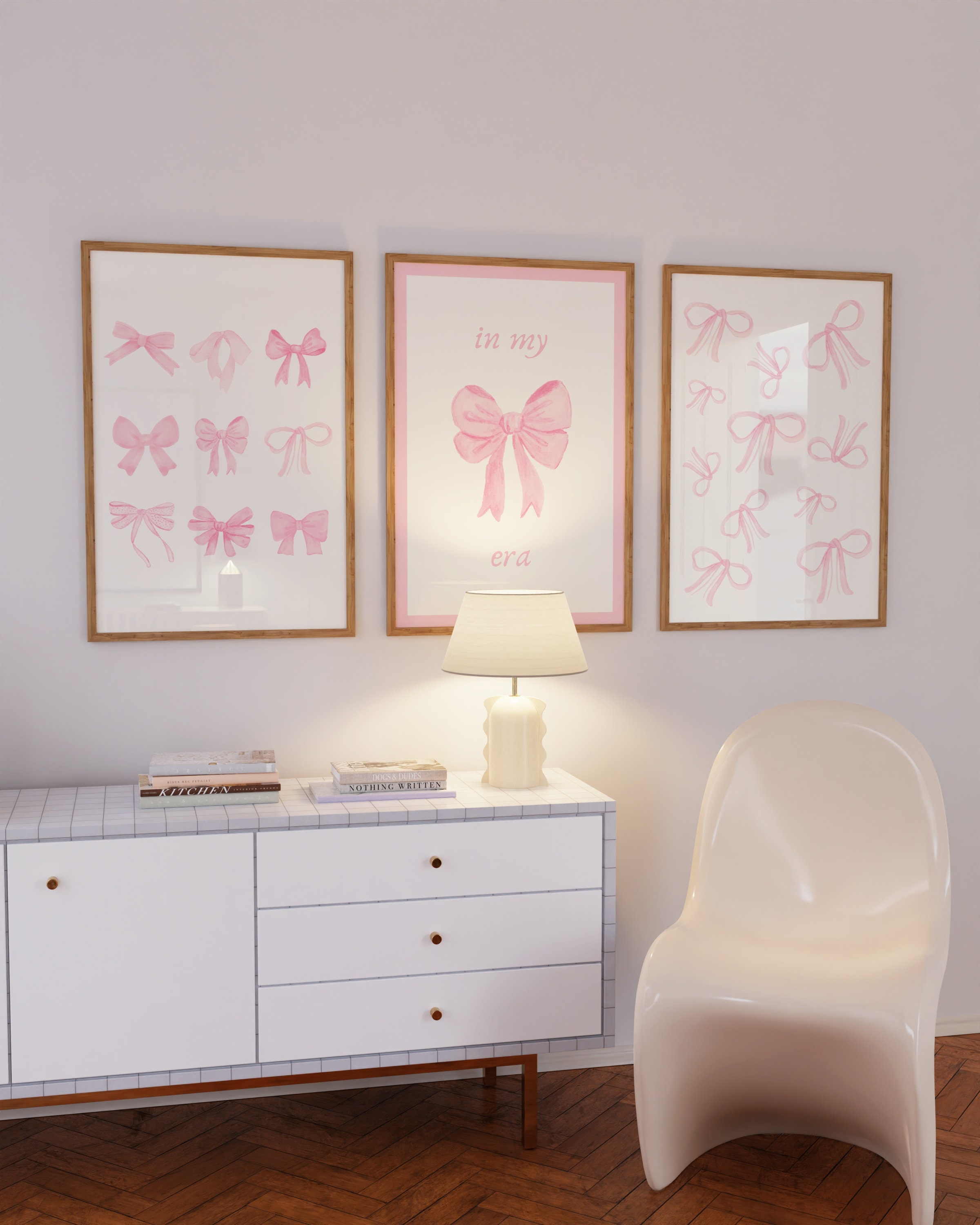 Pink Poster Set of 3, Bow Art Print, Coquette Room Decor Aesthetic ...