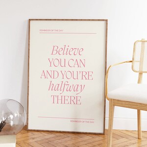Pink Motivational Poster Minimalist Positive Quote Art Print Saying ...