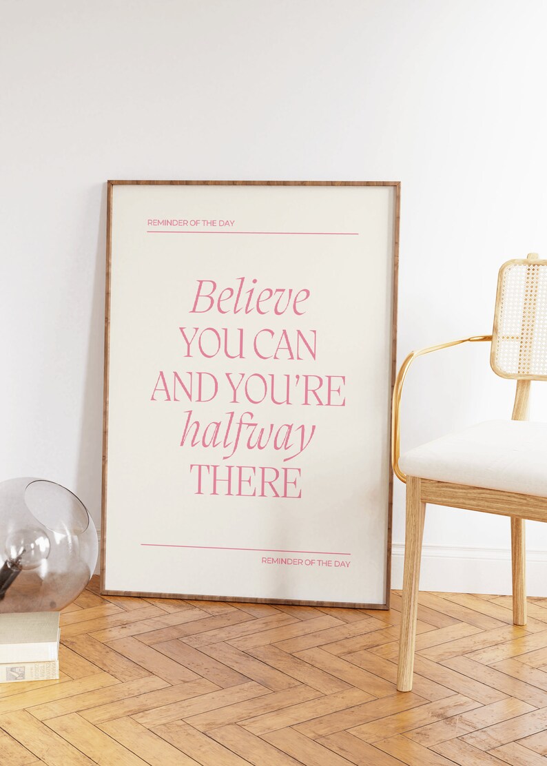 Pink Motivational Poster Minimalist Positive Quote Art Print Saying ...