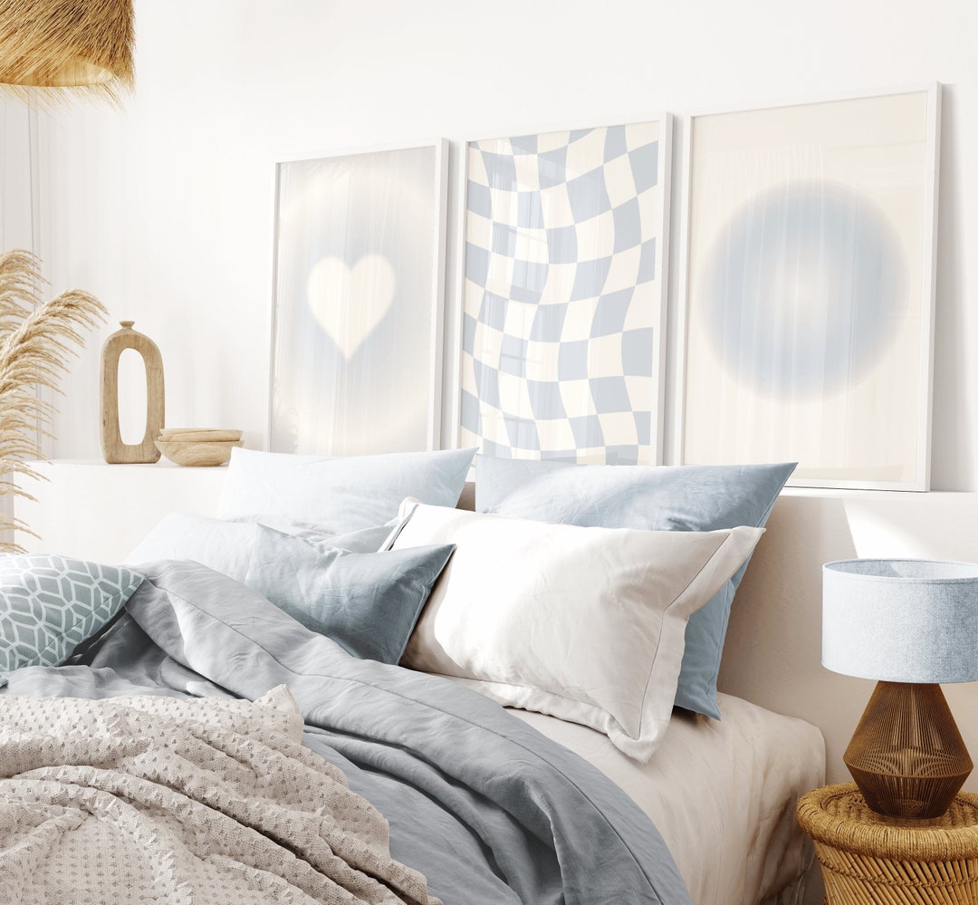 Light Blue Poster Set of 3, Room Decor Aesthetic Minimalist Sky Blue ...