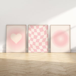 Pastel Pink Set of 3 Posters, Pink Aesthetic Prints Set of 3, Pink ...