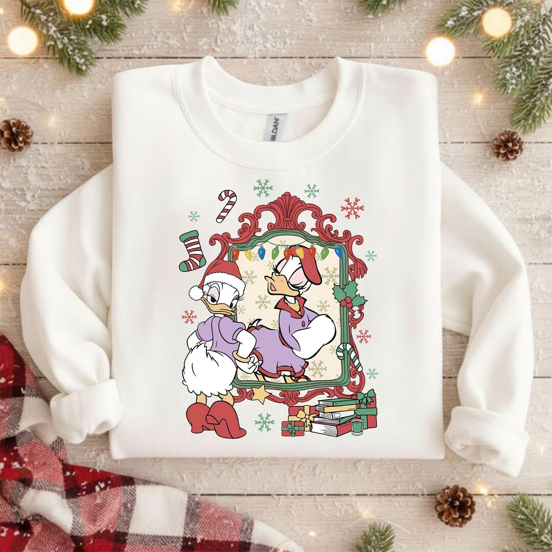 Donald Duck and Daisy Christmas Mirror Sweatshirt, Retro Duck Couple T ...