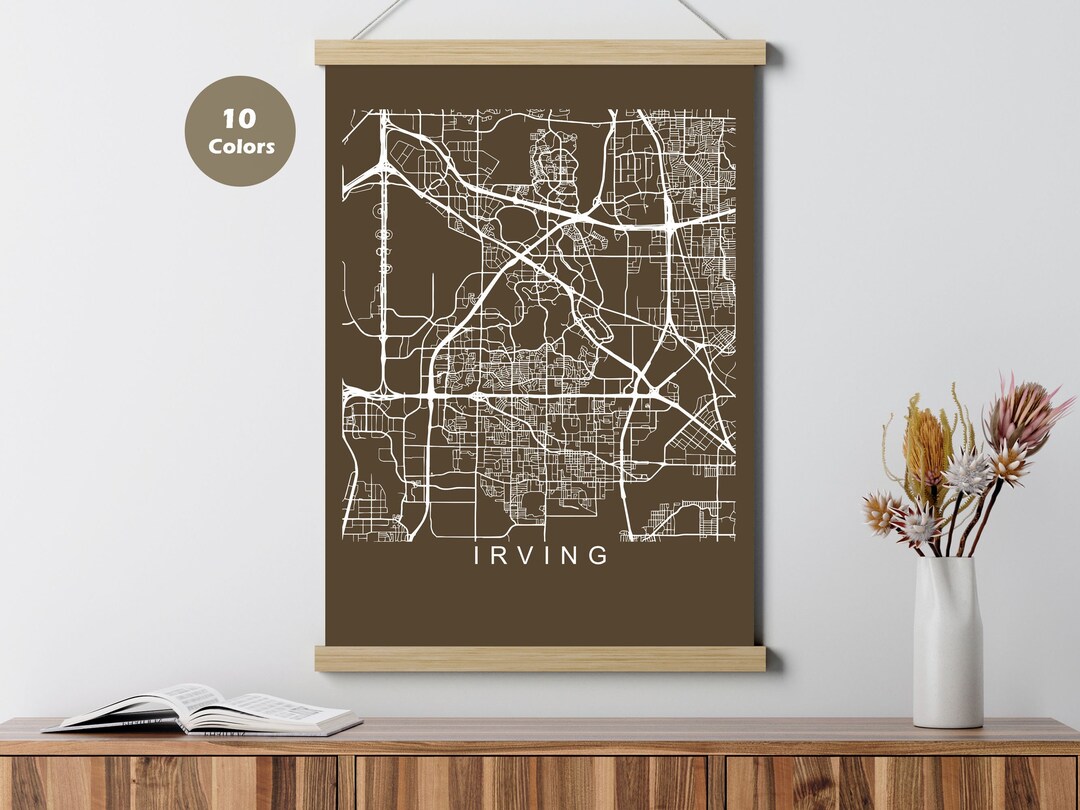 Irving City Map Poster, Texas, United States of America Print, Canvas ...