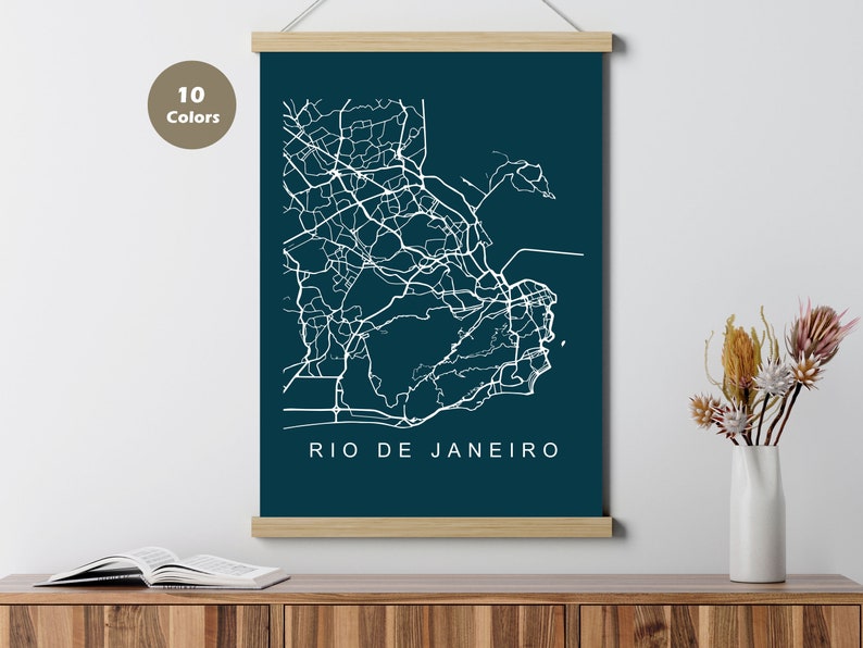 Rio De Janeiro City Map Poster, Brazil, Map Print, Canvas Wall Art ...