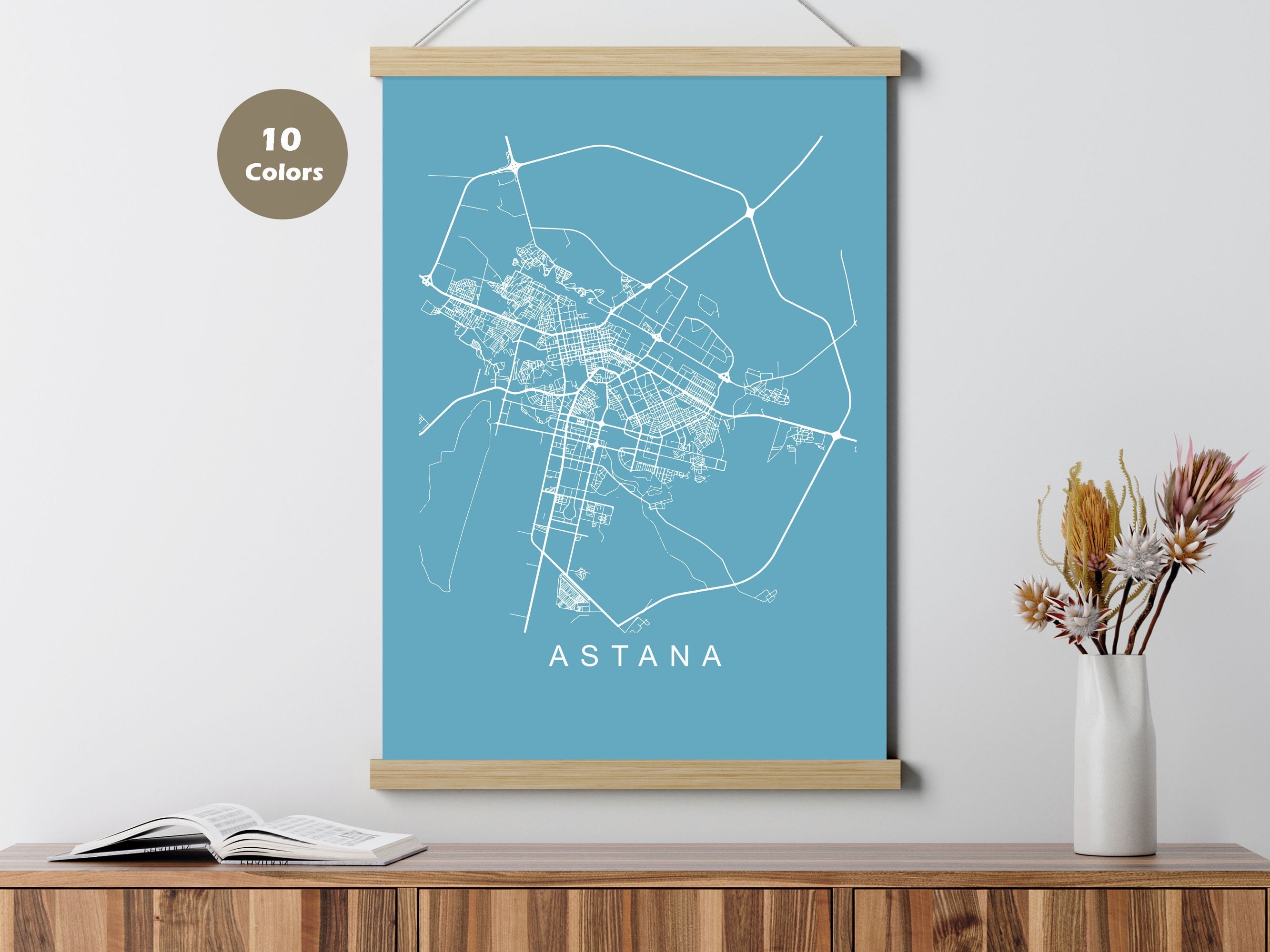 Astana City Map Poster, Kazakhstan, Map Print, Canvas Wall Art, Unique ...