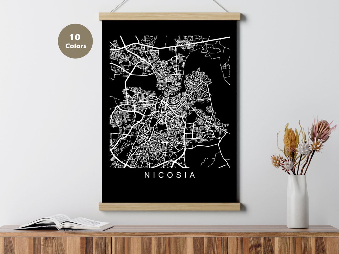 Nicosia City Map Poster, Cyprus, Europe Map Print, Canvas Wall Art ...