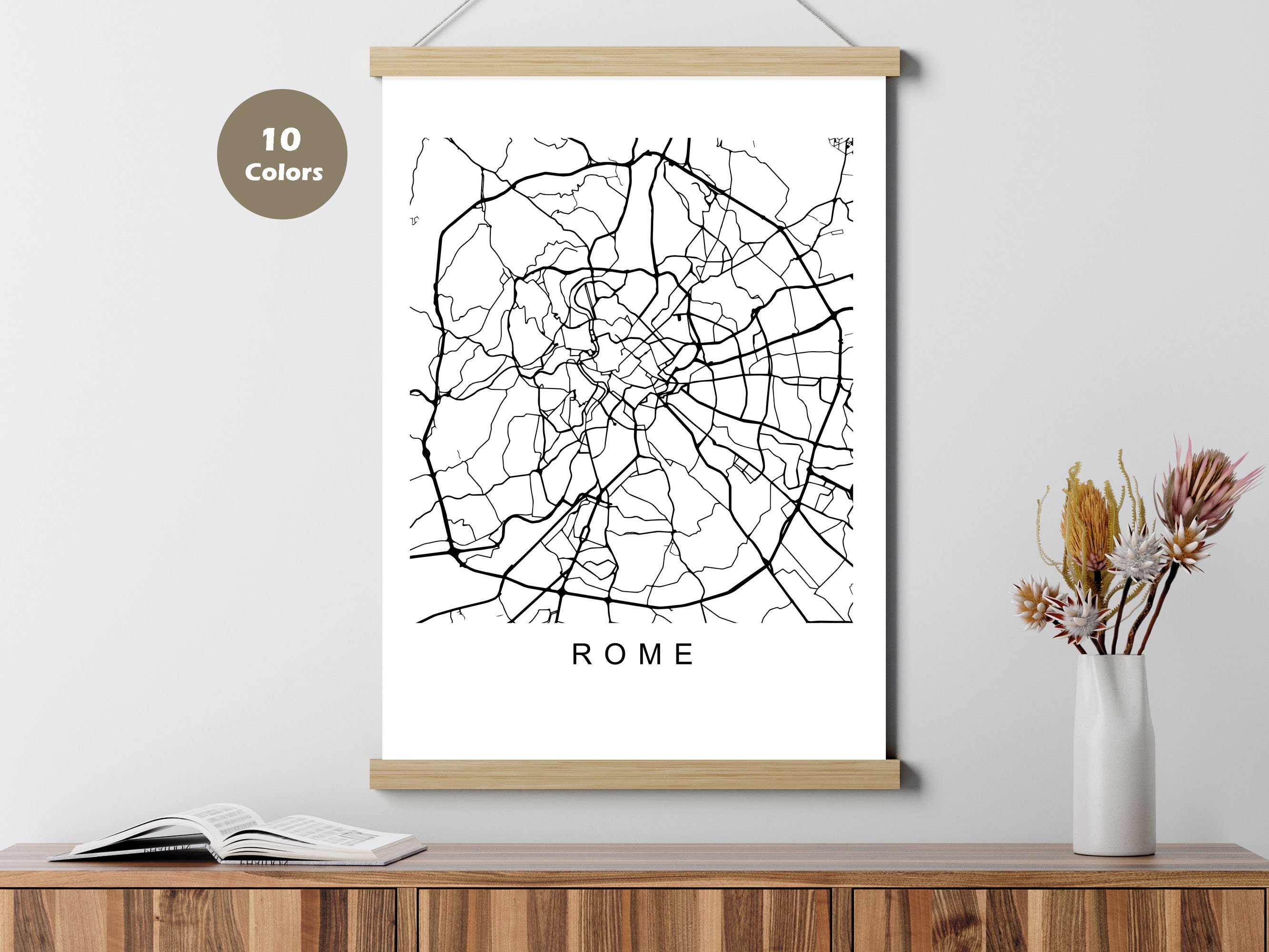 Rome City Map Poster, Italy, Europe Map Print, Printable Wall Art ...