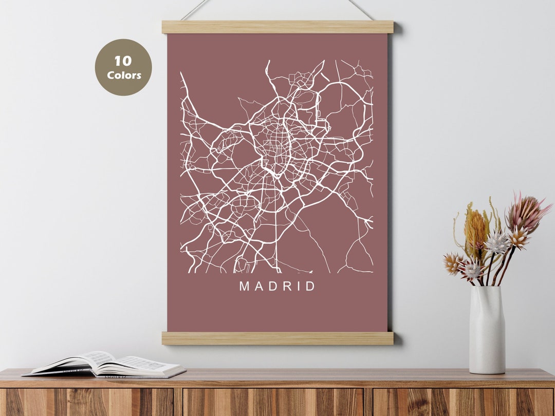 Madrid City Map Poster, Spain, Europe Map Print, Canvas Wall Art ...