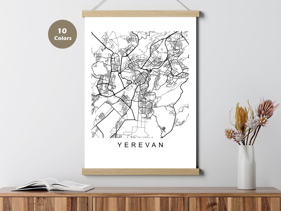 Yerevan City Map Poster, Armenia, Map Print, Printable Wall Art, Unique ...