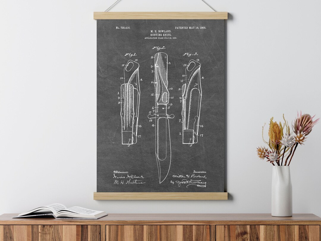 Hunting Knife Patent Poster, Hunter Archer Gifts, Framed Prints ...