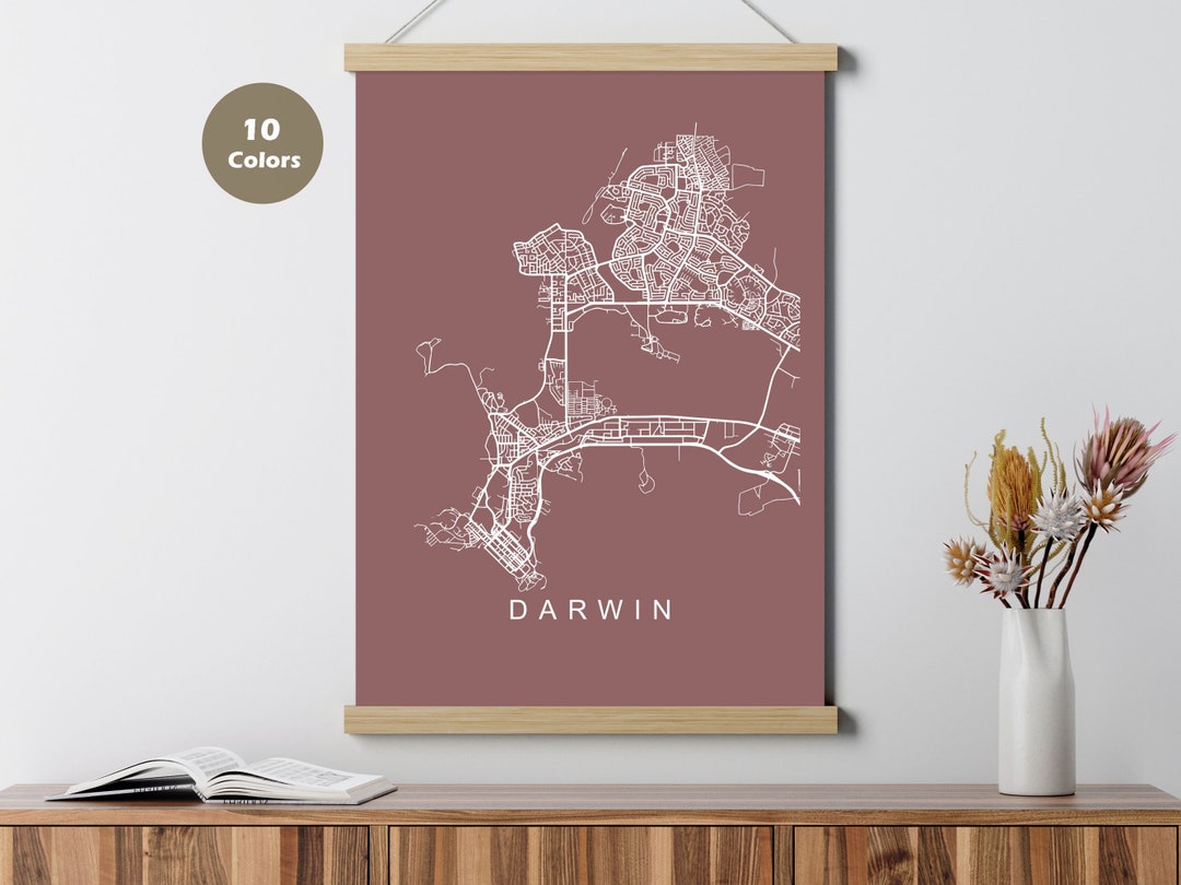 Darwin City Map Poster, Australia Map Print, Canvas Wall Art, Unique ...