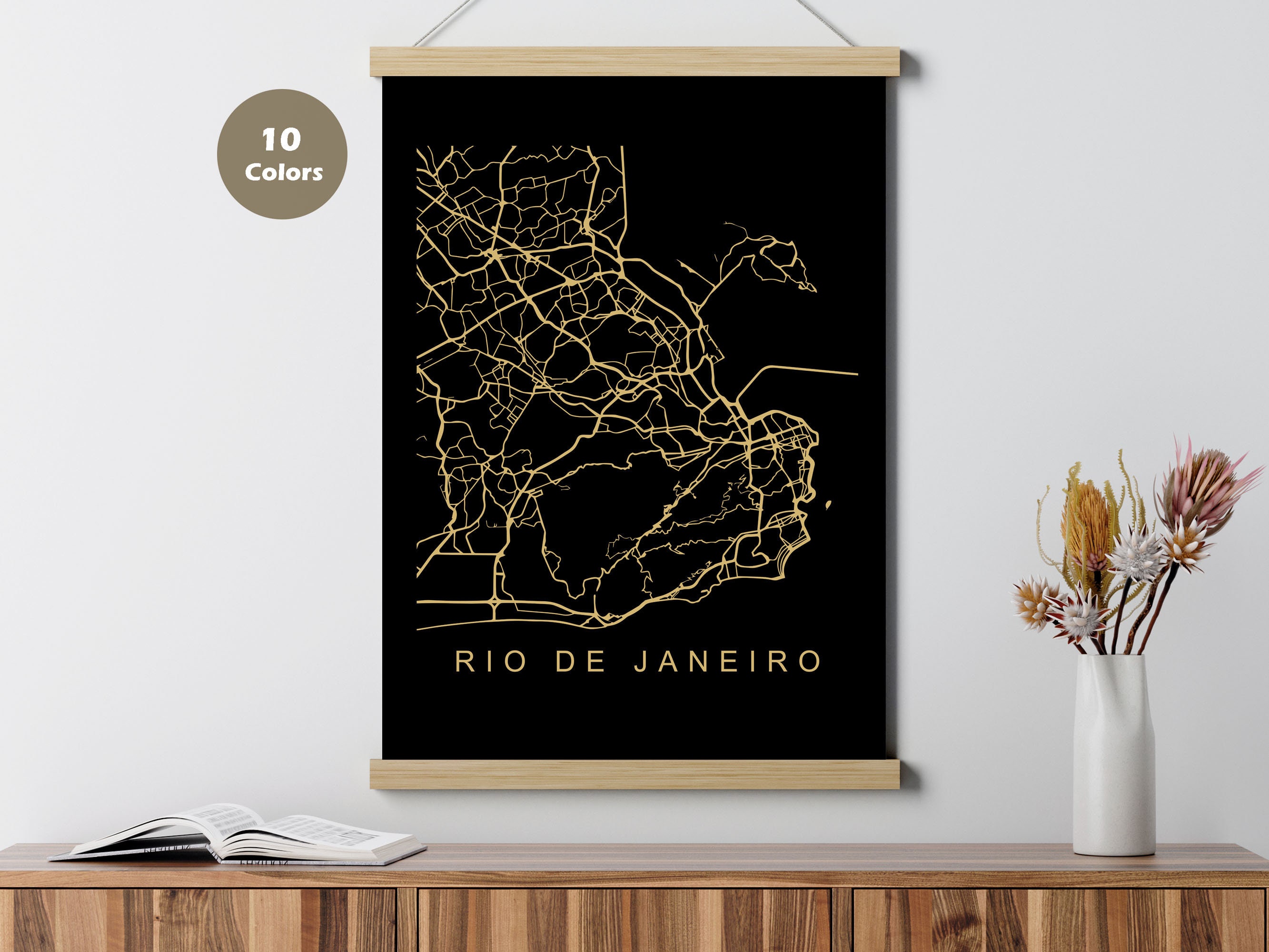Rio De Janeiro City Map Poster, Brazil, Map Print, Canvas Wall Art ...