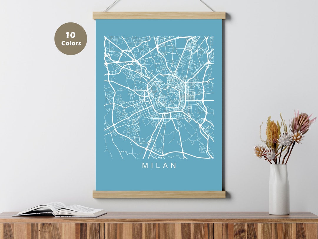 Milan City Map Poster, Italy, Europe Map Print, Canvas Wall Art, Unique ...