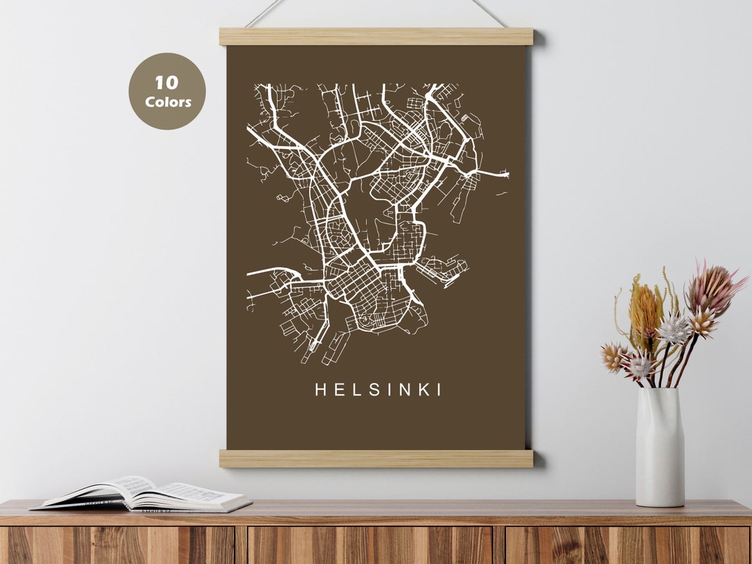 Helsinki City Map Poster, Finland, Europe Map Print, Canvas Wall Art ...