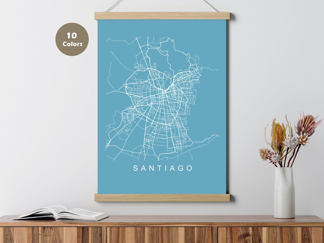 Santiago City Map Poster, Chile, Map Print, Printable Wall Art, Unique ...