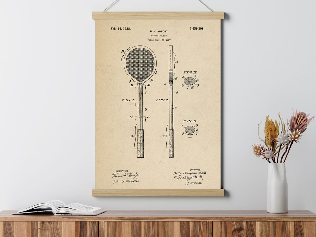 Squash Racket Patent Poster, Sports Prints, Gifts for Kids, Framed ...