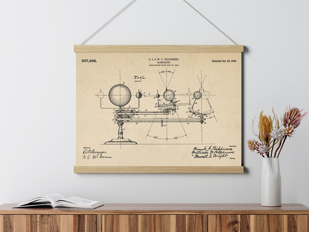 Planetarium Patent Poster, Astronomy Print Blueprint, Solar System ...