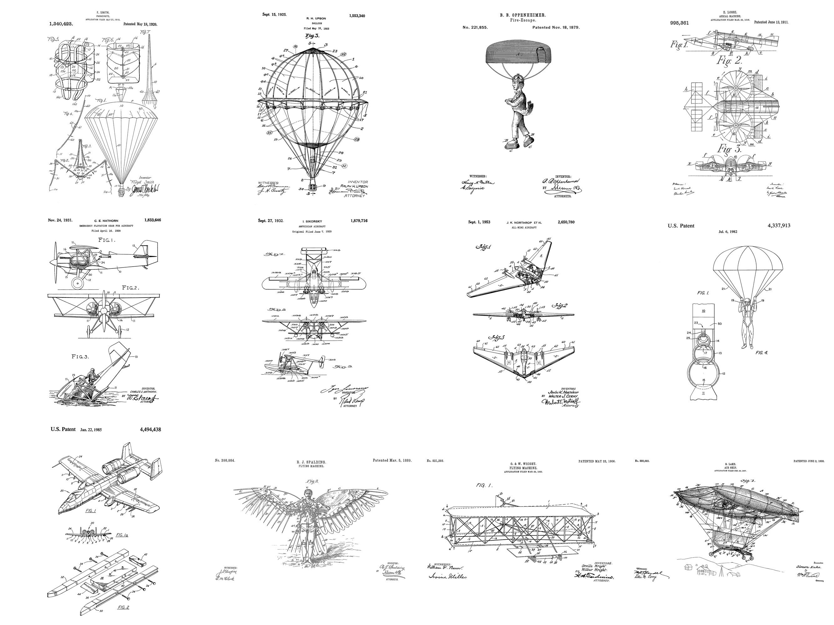 20 Flying Machine Patent Poster Prints, Digital Download, Set, Aviation ...