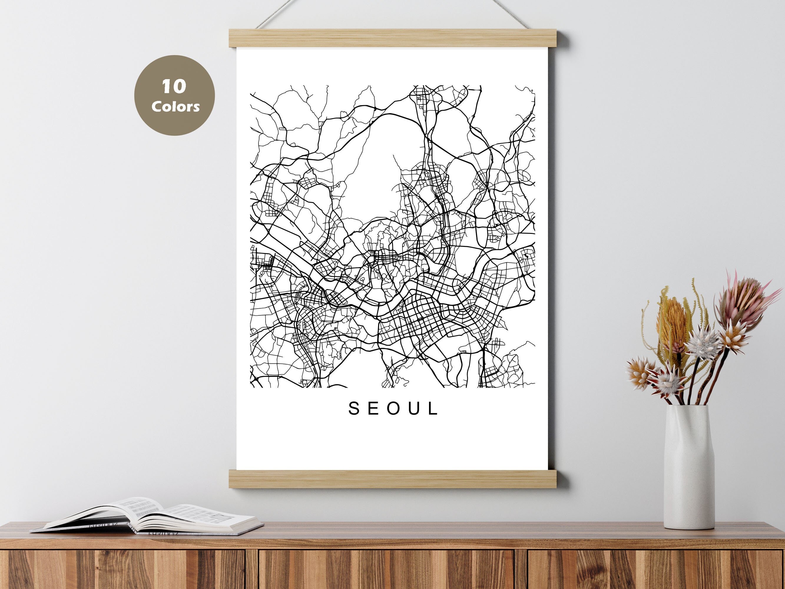 Seoul City Map Poster, South Korea, Map Print, Canvas Wall Art, Unique ...
