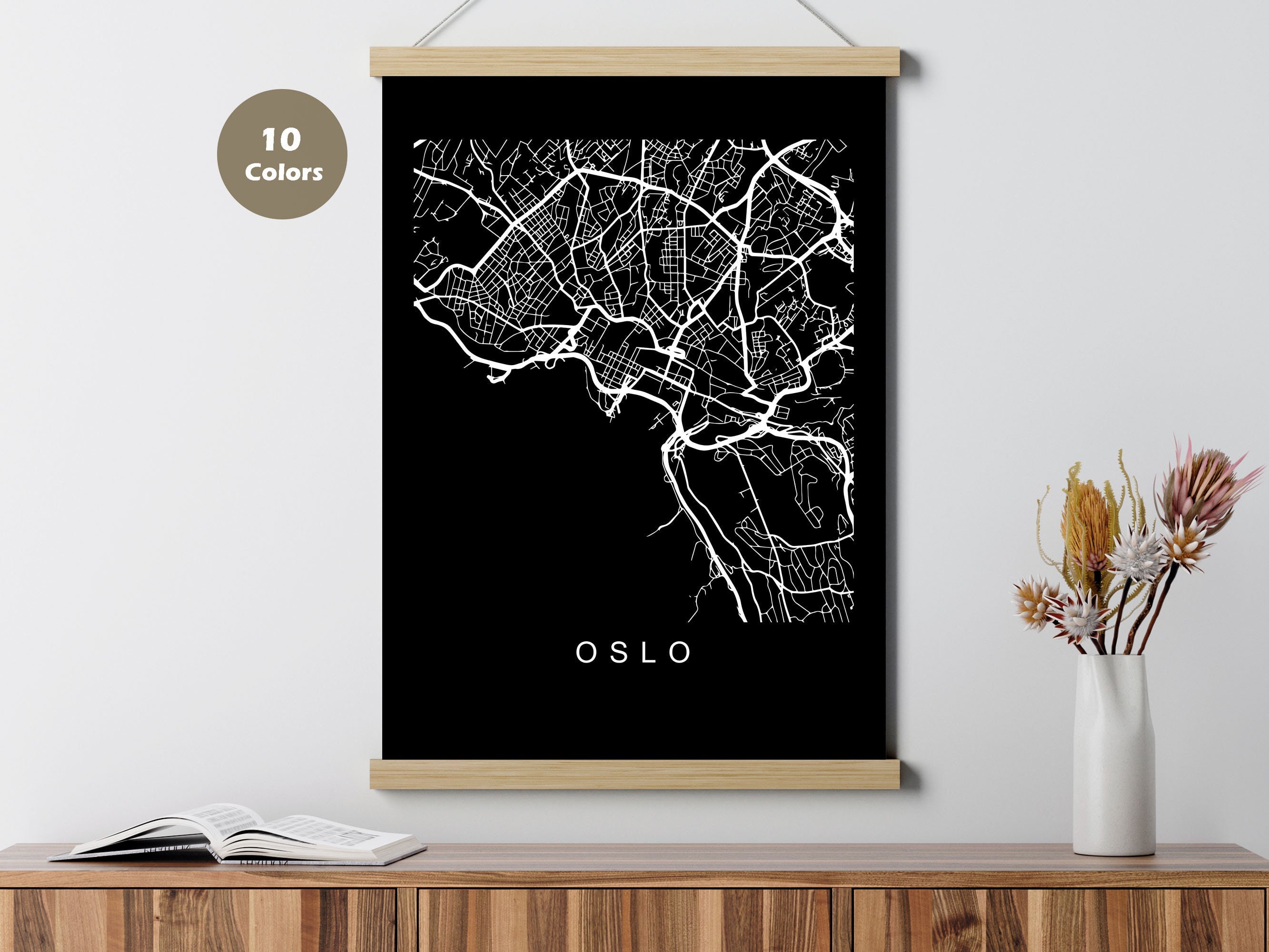 Oslo City Map Poster, Norway, Europe Map Print, Canvas Wall Art, Unique ...