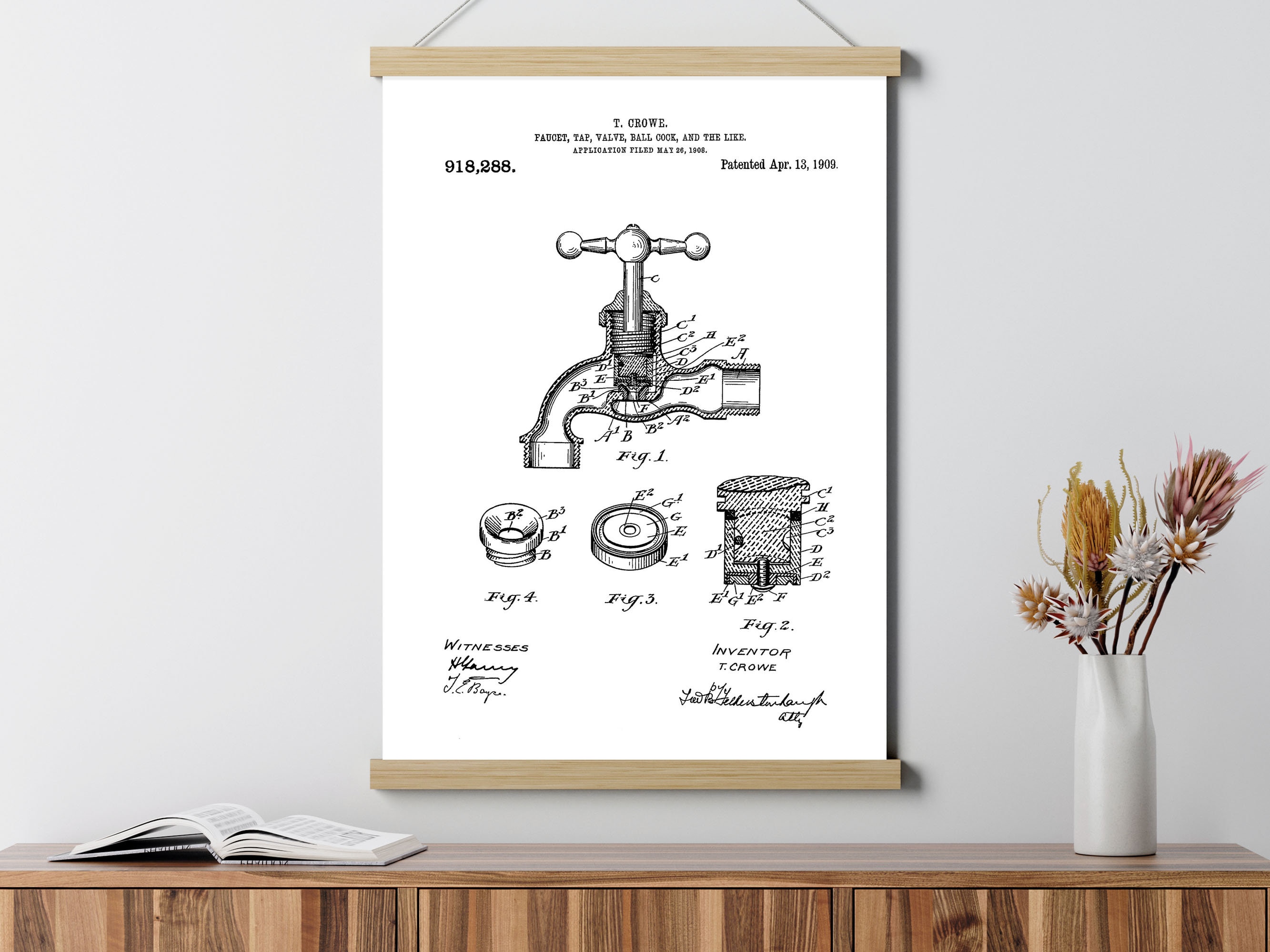 Faucet Patent Poster, Kitchen Bathroom Laundry Room Decor - Etsy