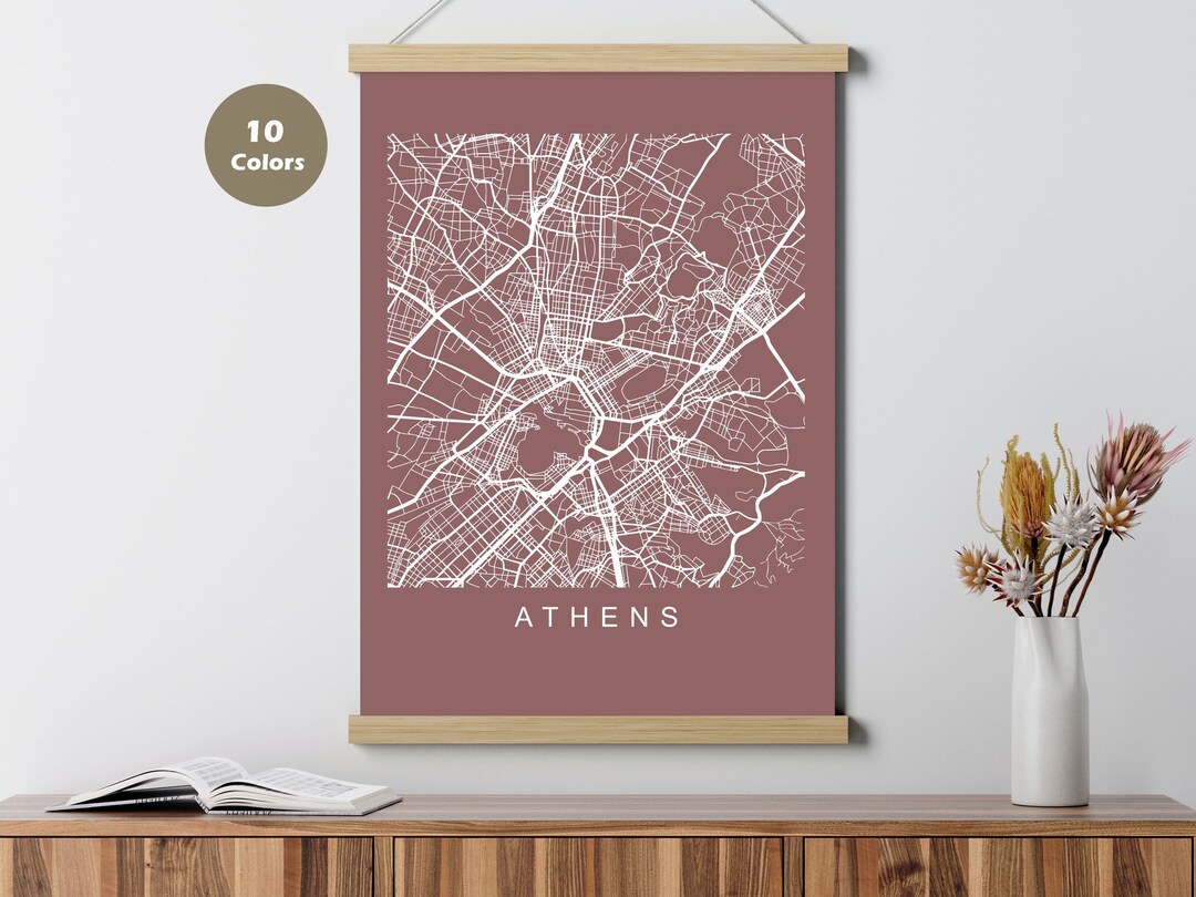 Athens City Map Poster, Greece, Europe Map Print, Canvas Wall Art ...