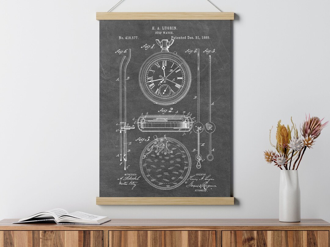 Stop Watch Patent Poster, Sport Prints, Gift Form Mens Kids Coach, Gym ...