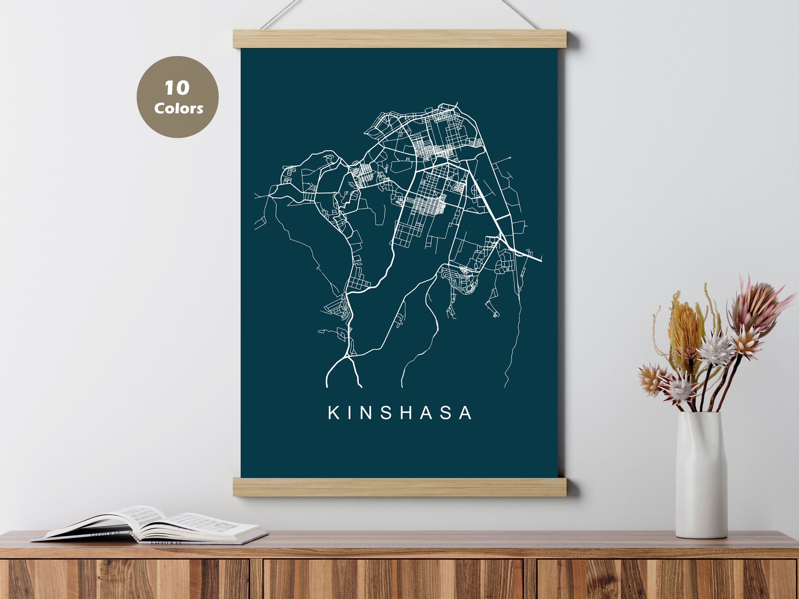 Kinshasa City Map Poster, Congo, Map Print, Printable Wall Art, Unique ...