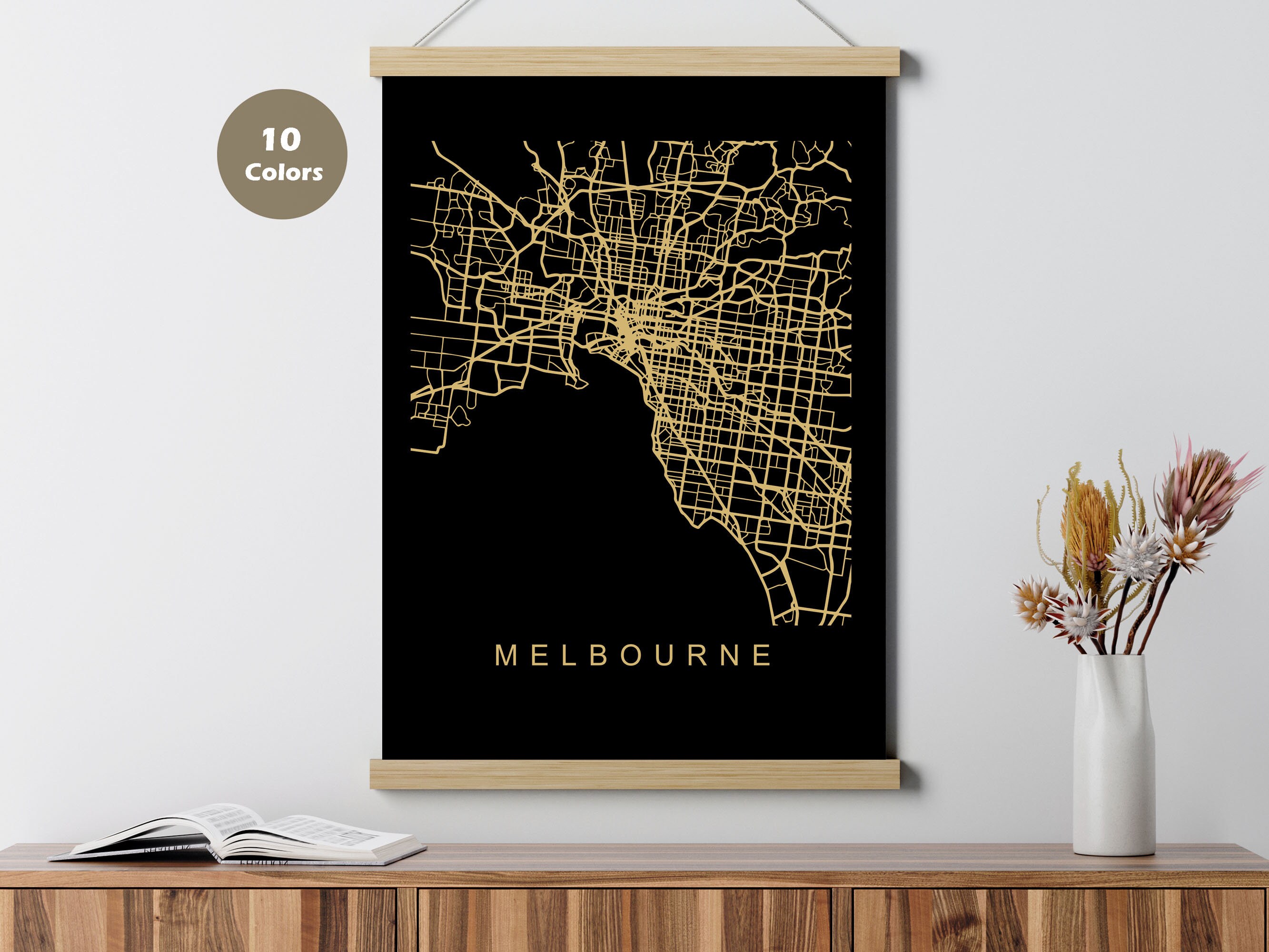 Melbourne City Map Poster, Australia Map Print, Canvas Wall Art, Unique ...