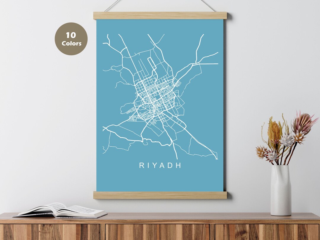 Riyadh City Map Poster, Saudi Arabia, Map Print, Canvas Wall Art ...