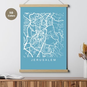 Jerusalem City Map Poster, Israel, Map Print, Canvas Wall Art, Unique ...