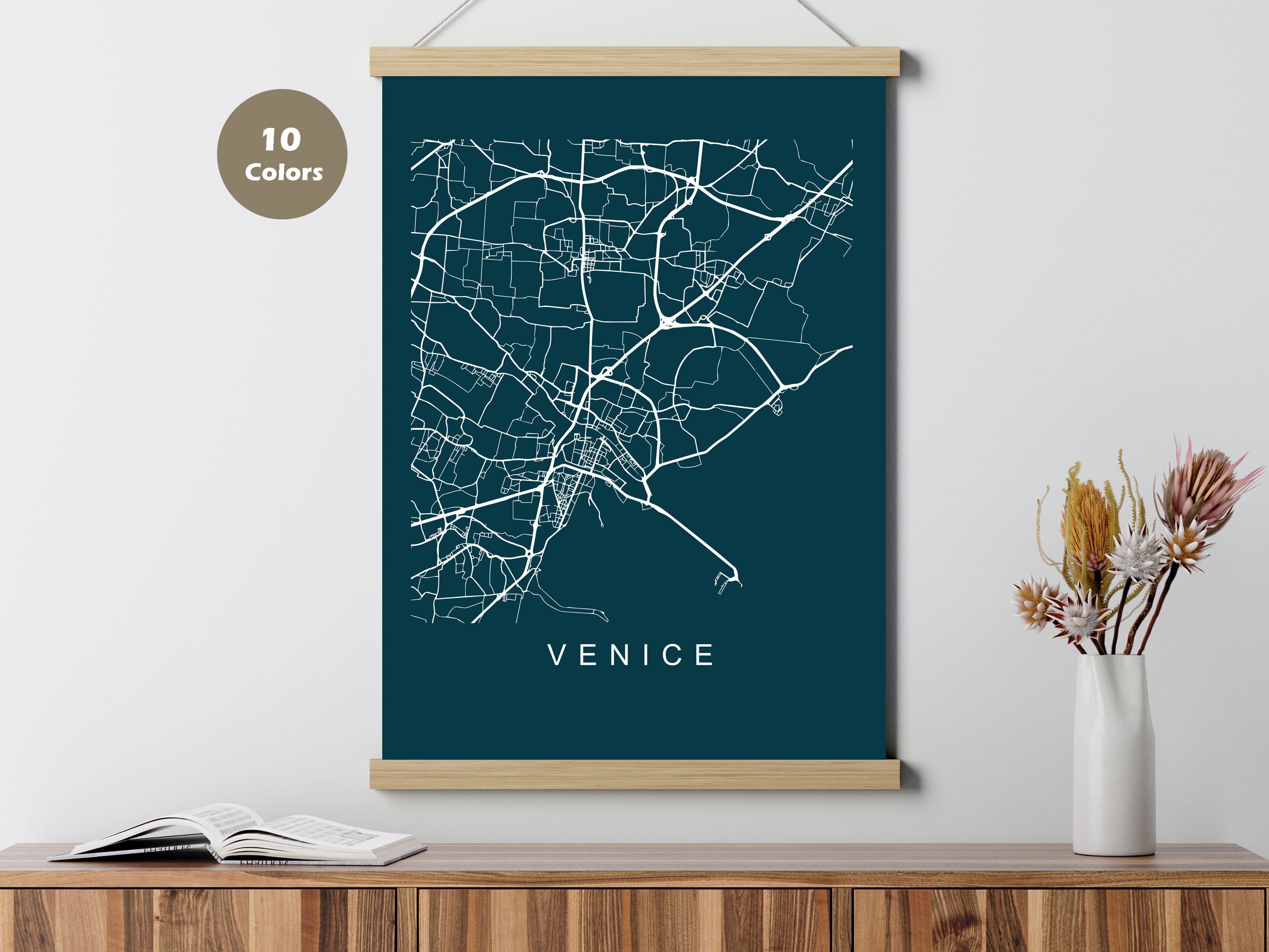 Venice City Map Poster, Italy, Europe Map Print, Canvas Wall Art ...